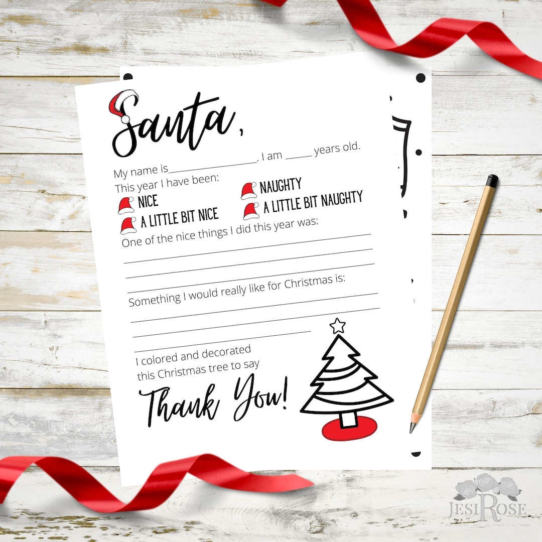 Printable Letter to Santa: Kids Christmas Coloring Page (instant ...
