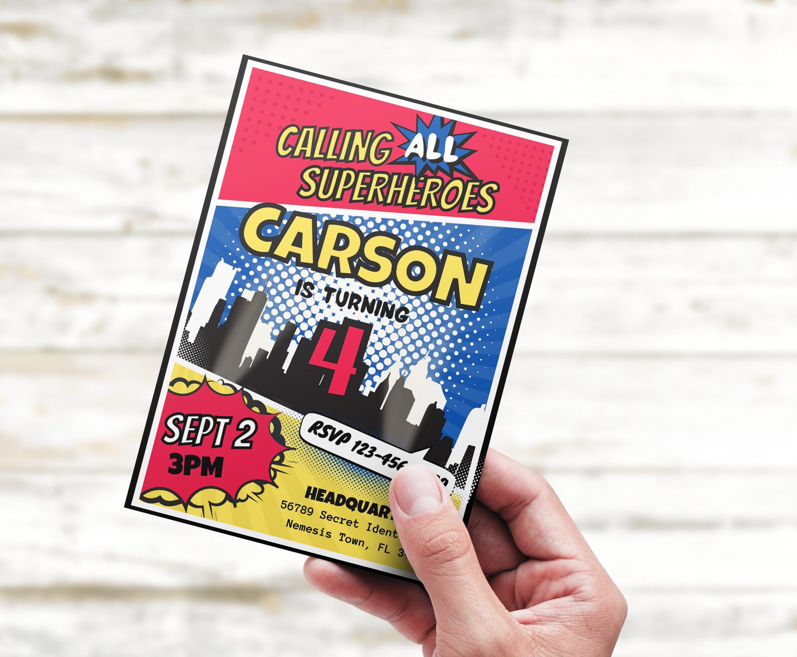 Superhero Invitation, Comic Birthday Invite, Superhero Birthday Party ...