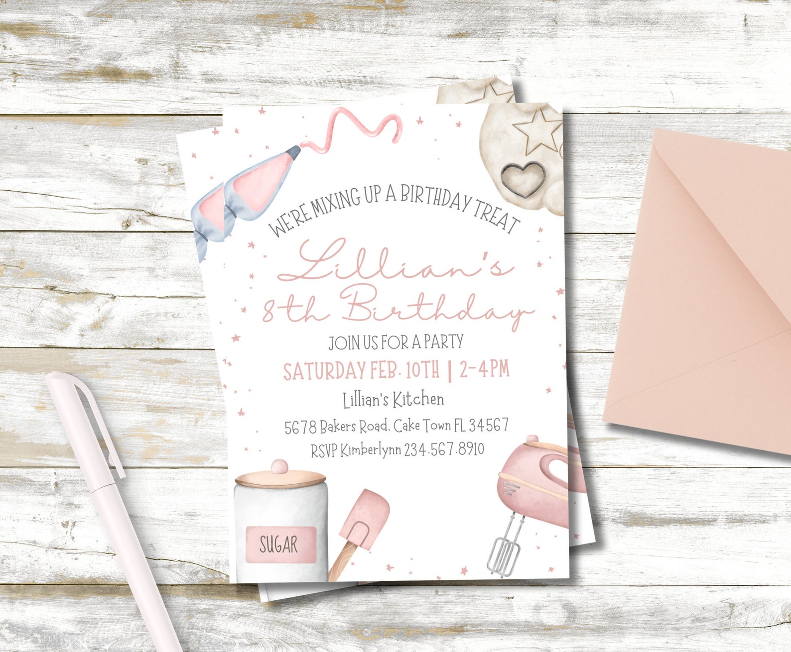 Editable Baking Birthday Party Invitation, Baking Party Invite, Cooking ...