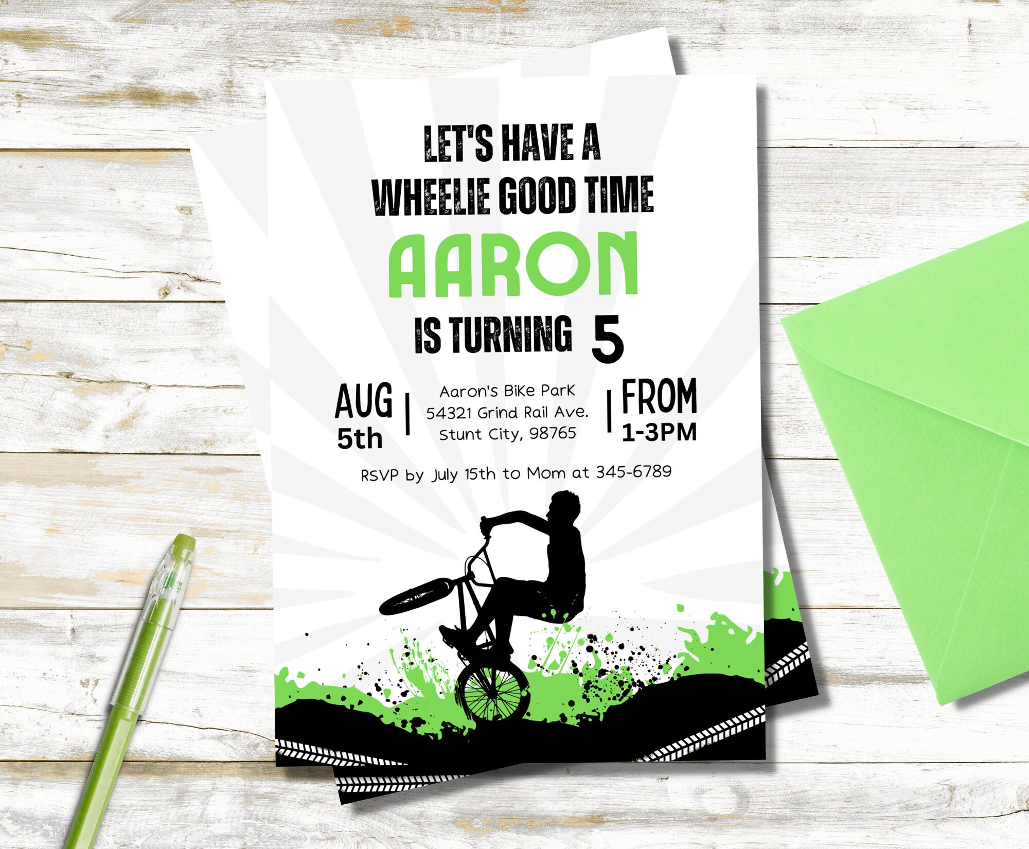 Bike Party Invitation, Wheelie Birthday Invite, BMX Birthday Invite ...