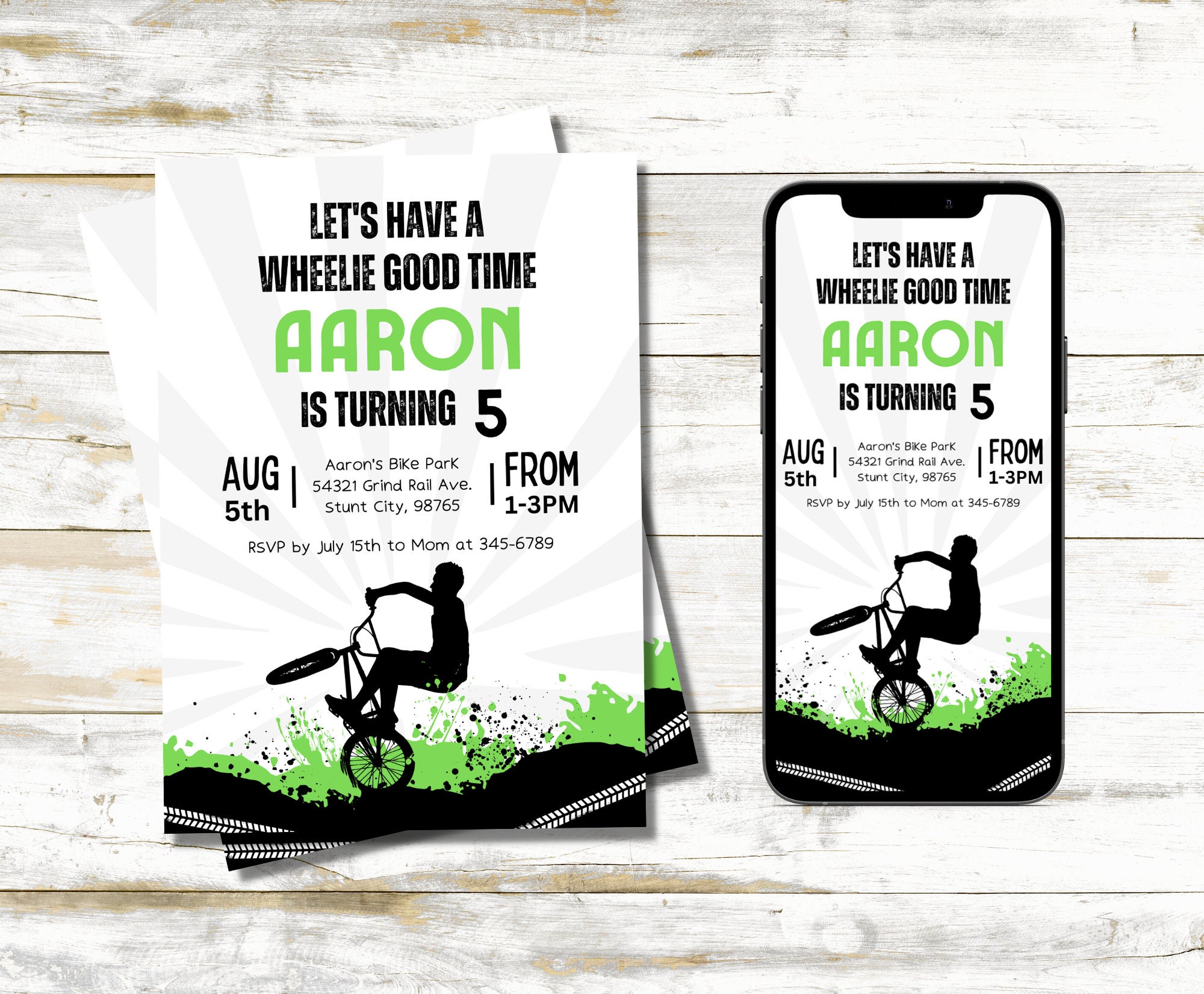 Bike Party Invitation, Wheelie Birthday Invite, BMX Birthday Invite ...