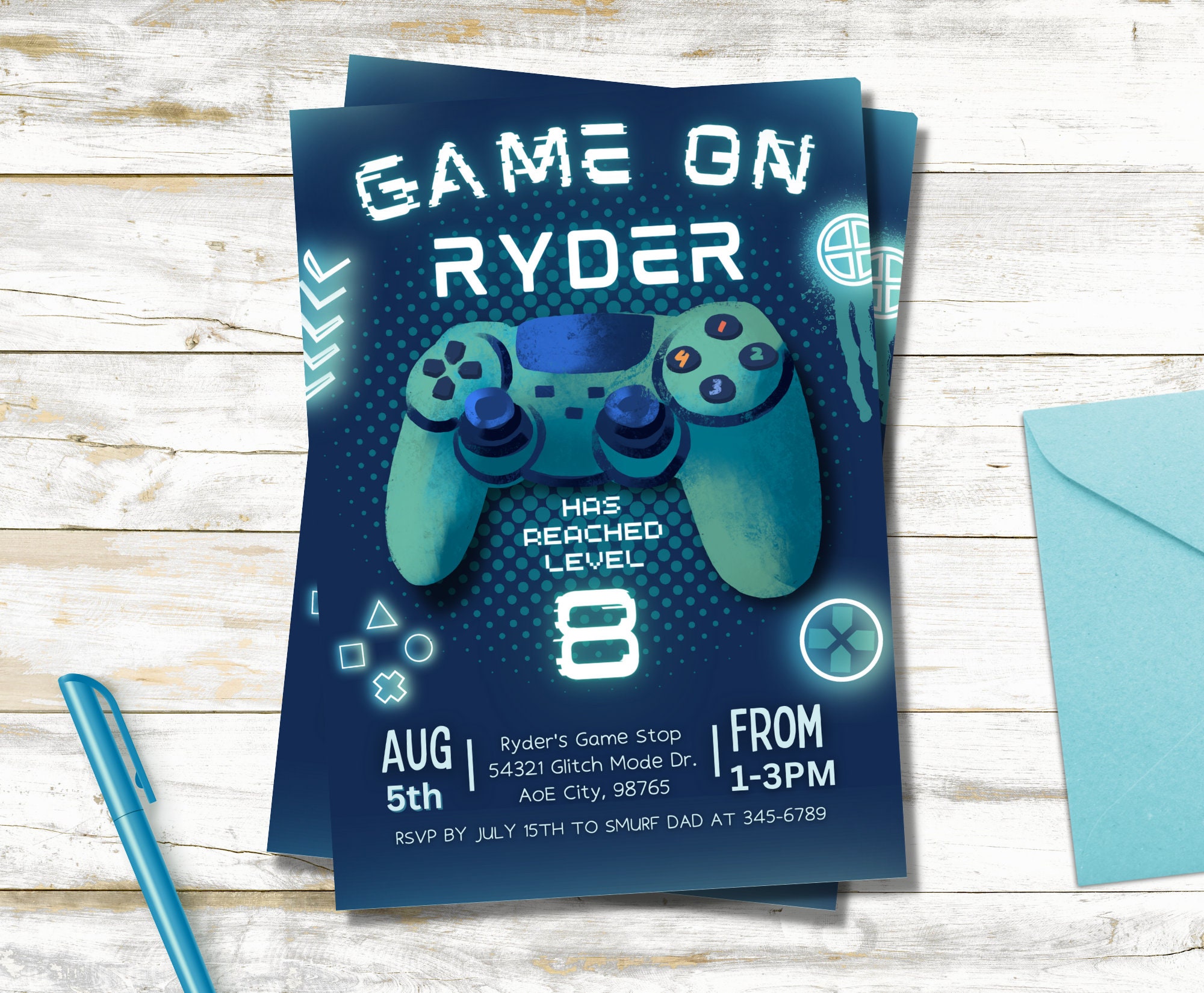 Gamer Invitation, Video Game Birthday Invite, Controller Birthday ...