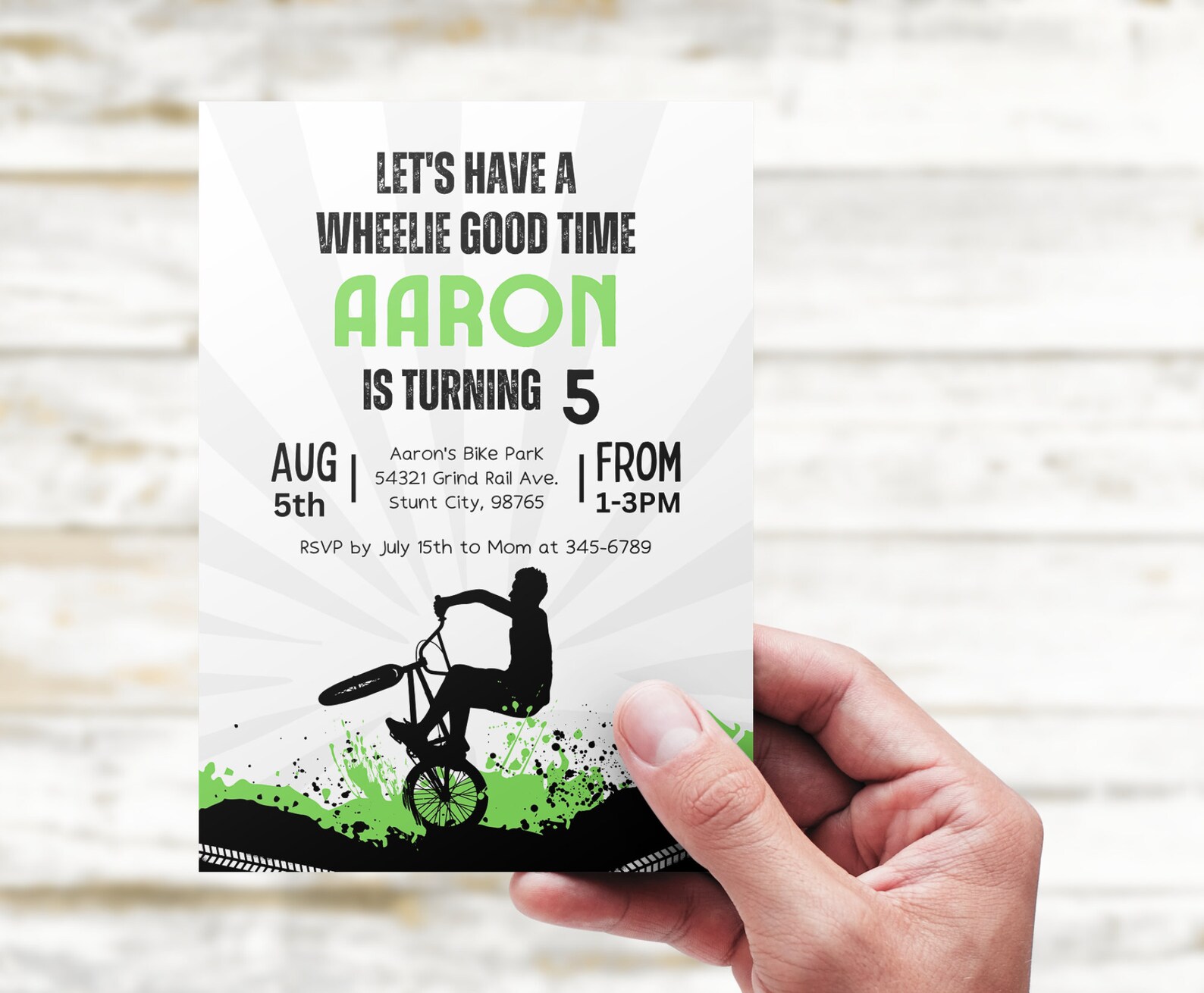 Bike Party Invitation, Wheelie Birthday Invite, BMX Birthday Invite ...