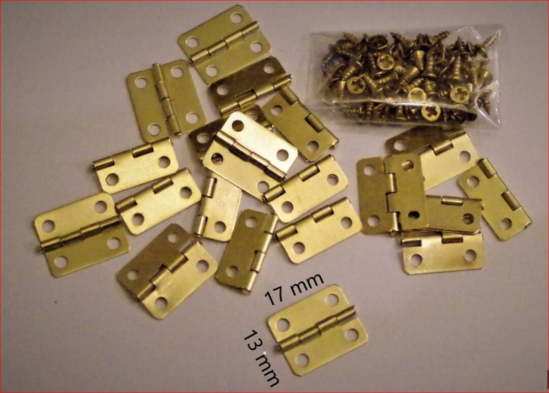 Set of 20 Mini Gold Hinges for Jewelry Box Box Chest Matching Screws ...
