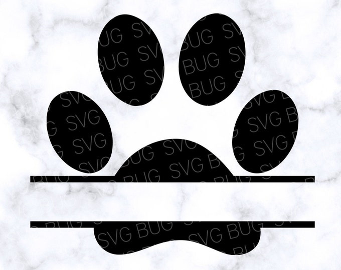Dog Paw Print Monogram Svg, Paw Print Split Name Monogram Svg. Vector ...