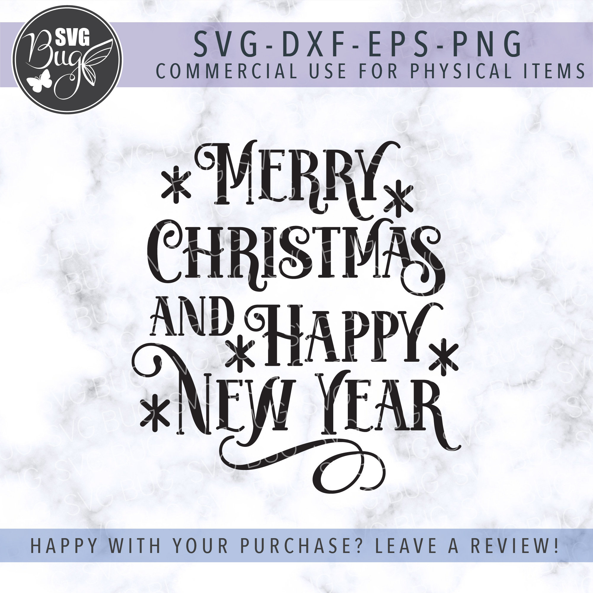 Merry Christmas and Happy New Year SVG File, Holiday Svg File, Ornament ...