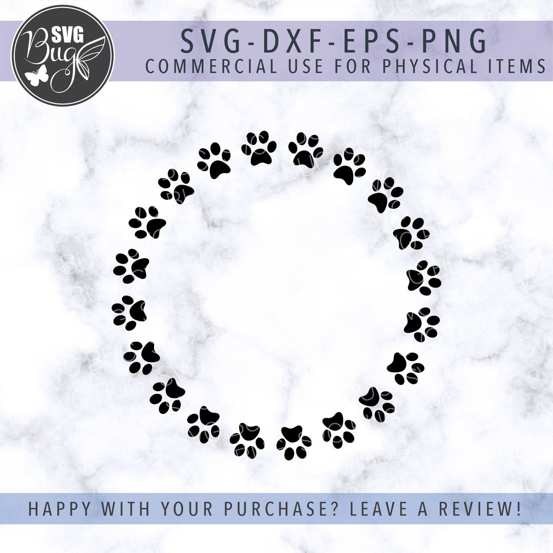 Paw Prints Circle Frame SVG File, Dog Paw Print SVG File, Dog SVG File ...