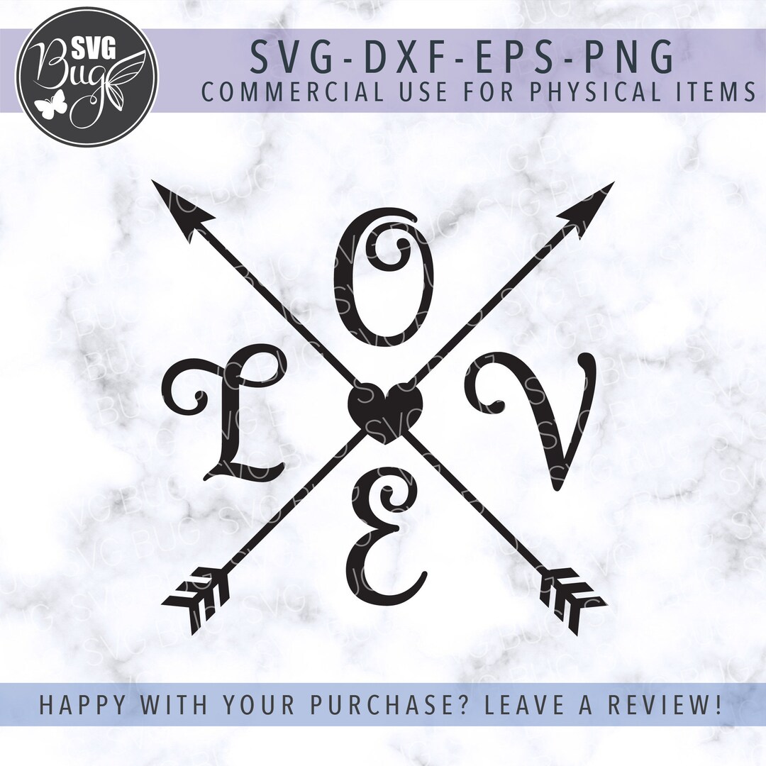 Love With Arrows SVG File, Heart SVG File, Love Arrows SVG File ...