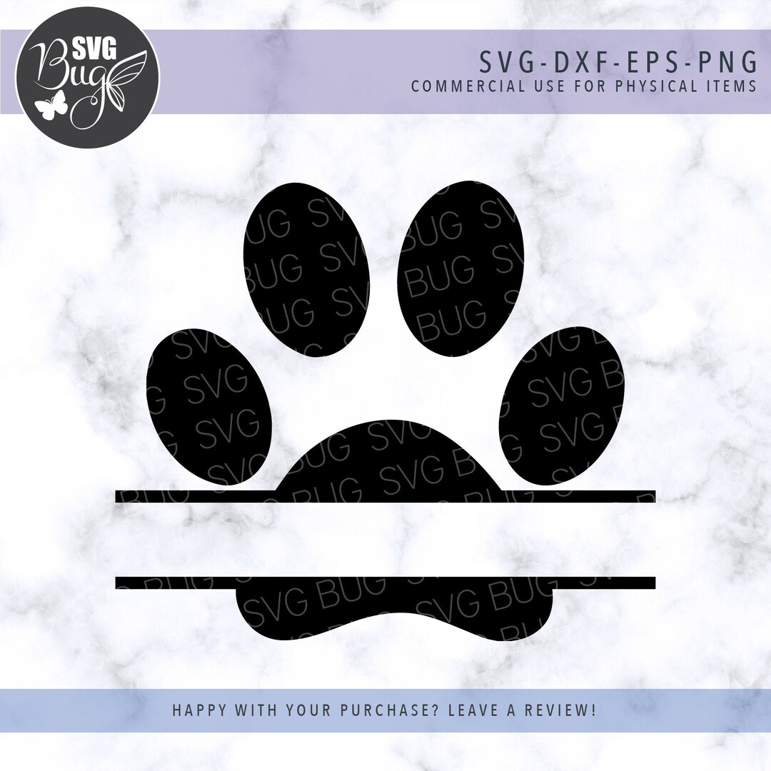 Split Monogram Paw Print Svg File, Monogram Svg File, Paw Print Svg ...