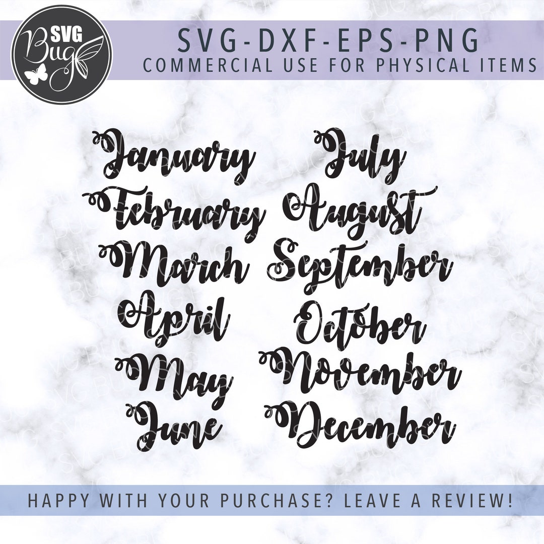 Months of the Year SVG Bundle, Calendar SVG File, Planner SVG File ...