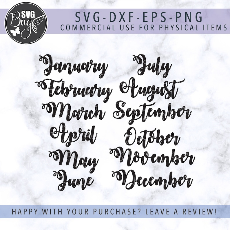 Mois de l’année SVG Bundle, Calendrier SVG File, Planner SVG File ...