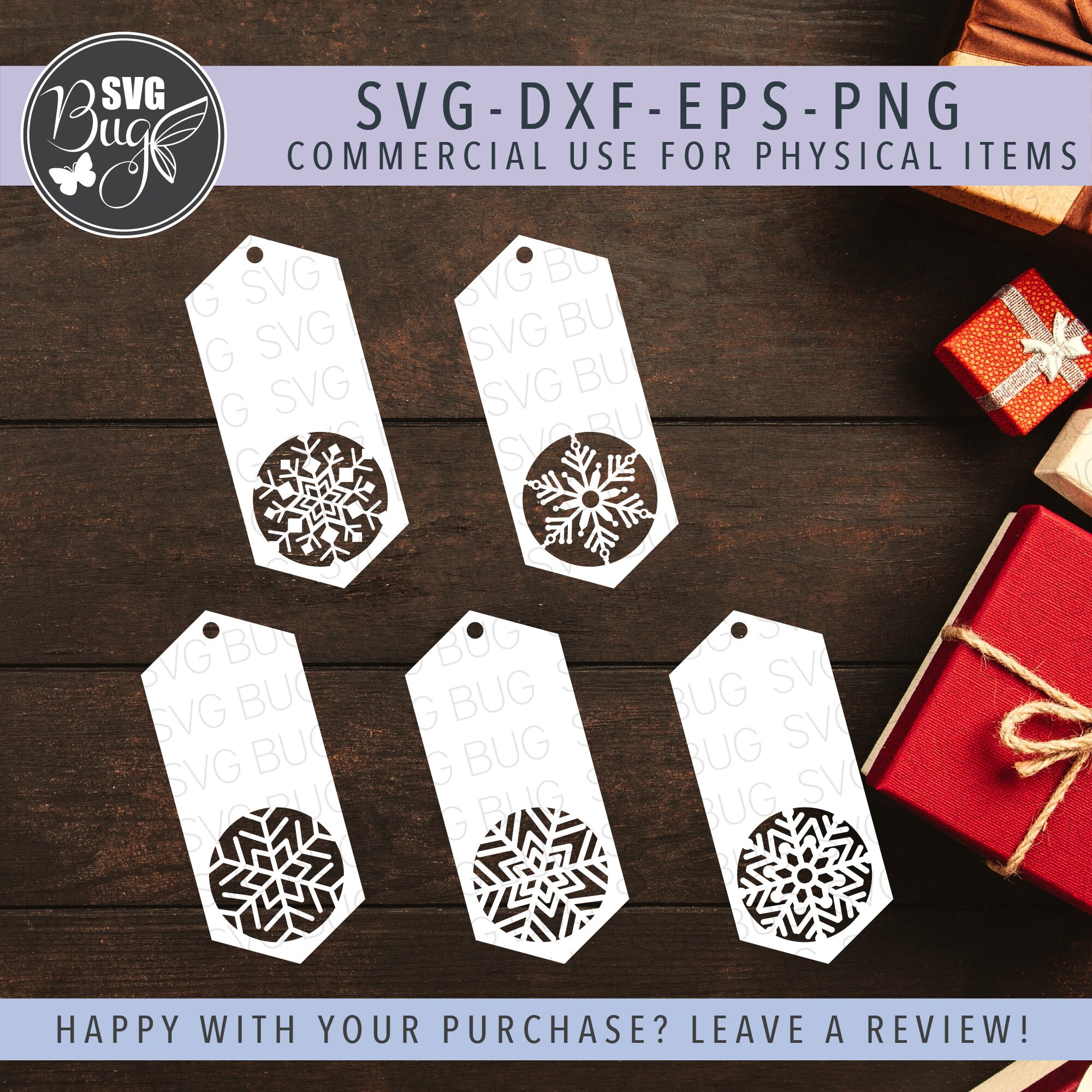 Snowflake Gift Tags SVG Bundle 2 Gift Tags SVG Decorative | Etsy