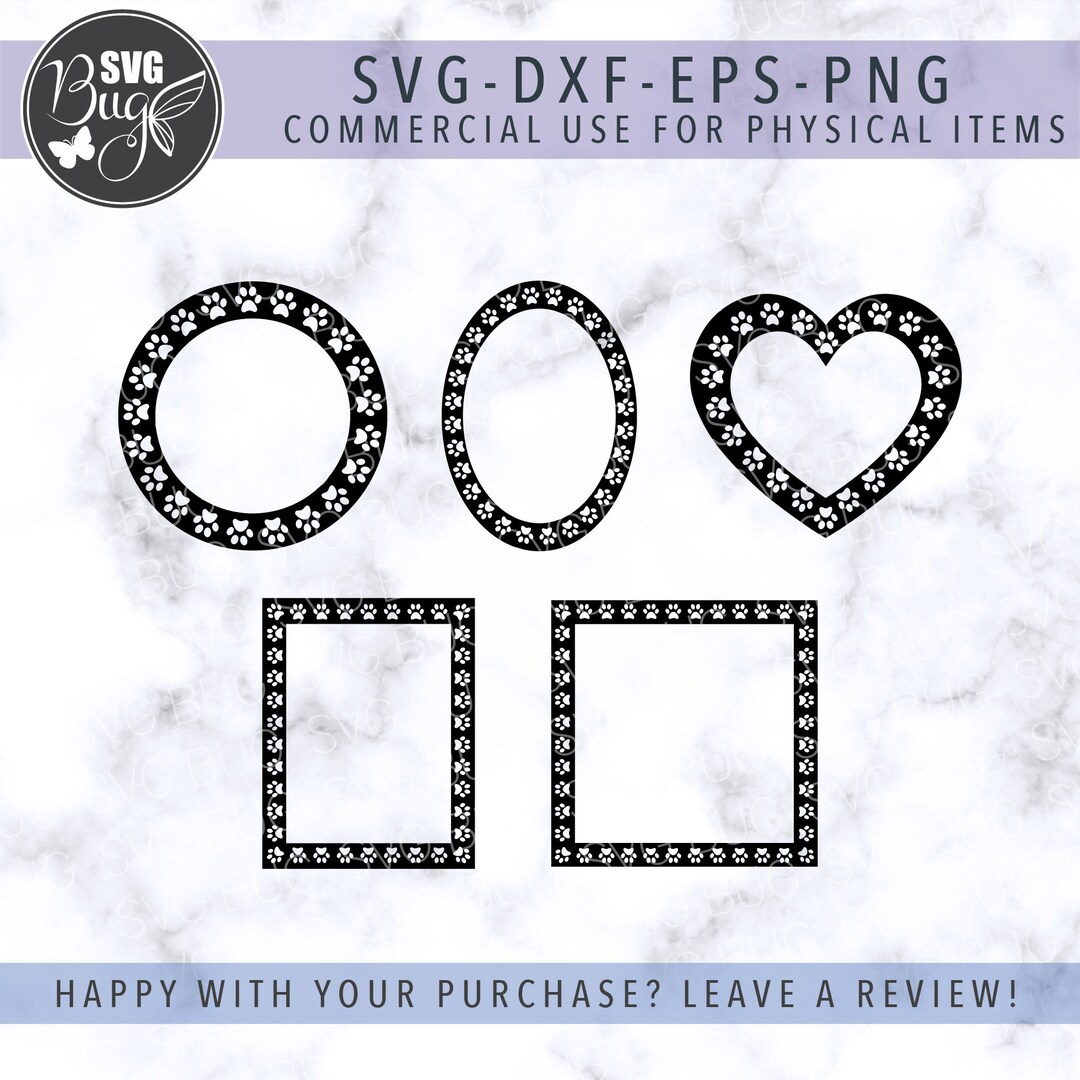 Paw Print Frames SVG Bundle, Dog Paw Print SVG File, Heart Svg File ...