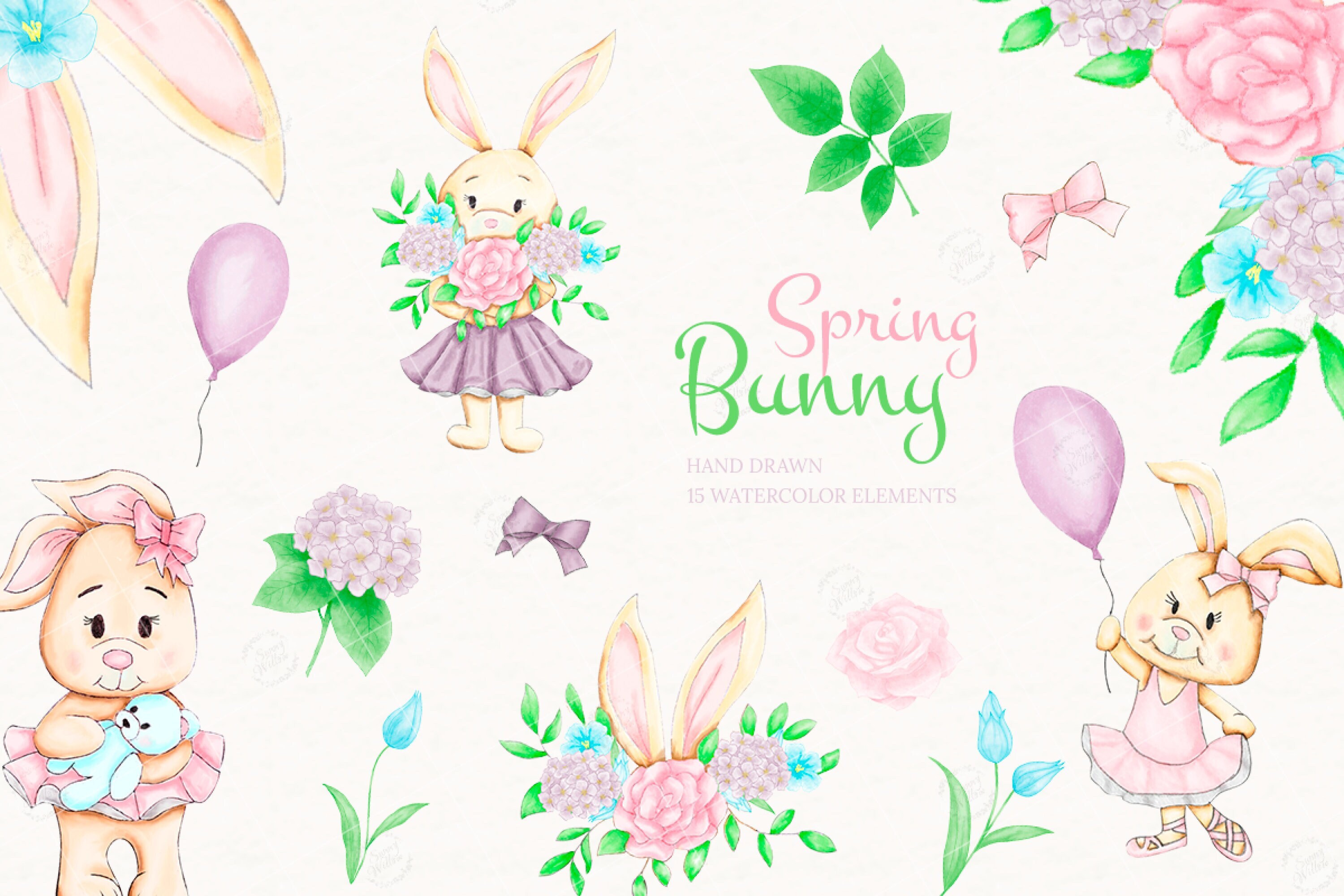 Bunny Clipart Cute Animal Illustration Nursery Clipart - Etsy Hong Kong