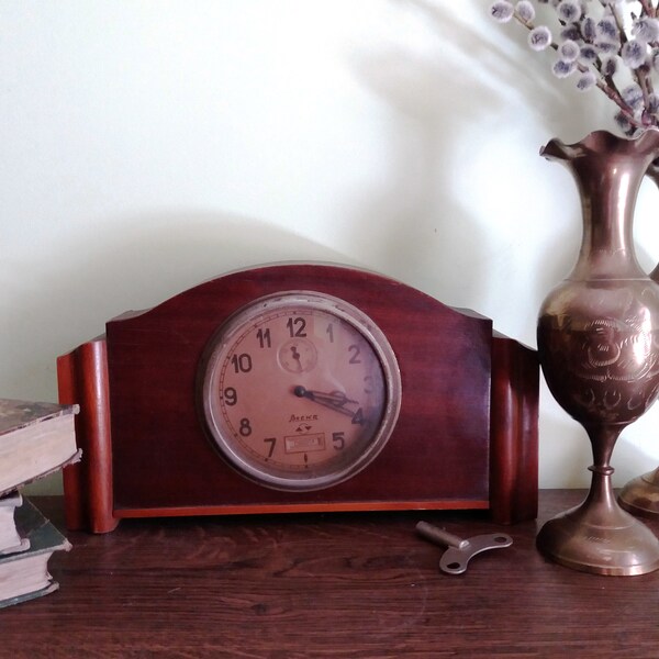 Antique Wooden Mantel Clock - Etsy