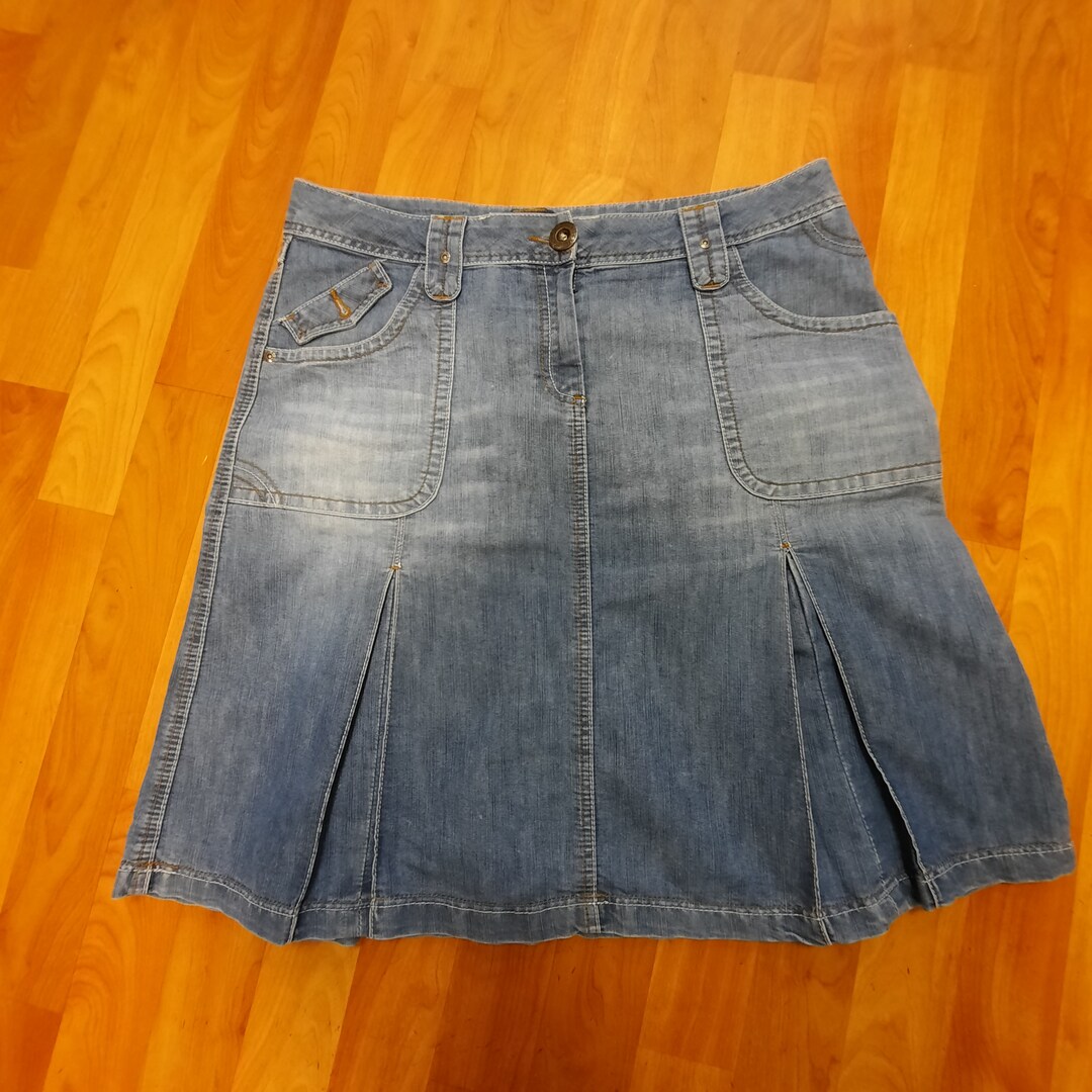 Blue Denim CECIL Plaid Skirt Vintage Denim Skirt Blue Denim Skirts ...