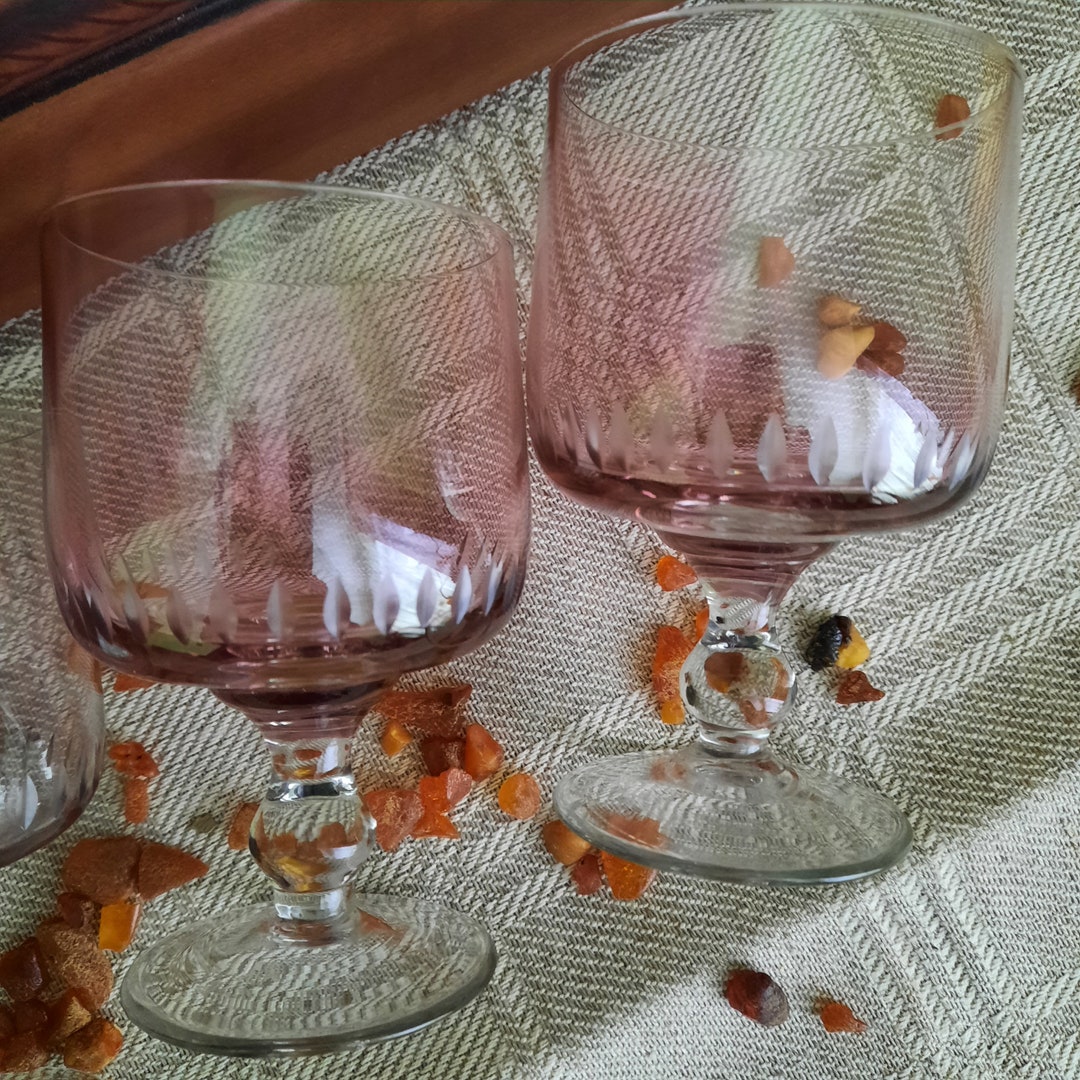 6 Cognac Glasses Beautiful Lilac Glass Set 6 Beautiful Glasses - Etsy