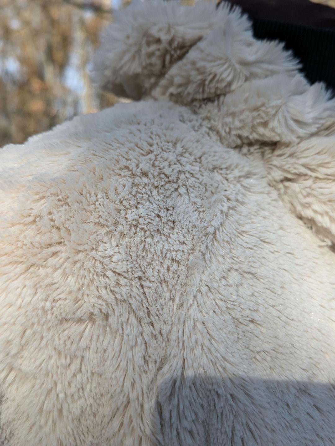 Vintage Creamy Beige "fur"! Ruffled Fur at Front, Neckline and Sleeves ...