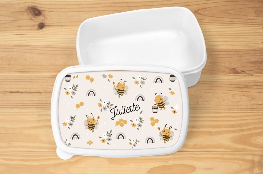 Personalized "bees" Lunch Box, White - Etsy