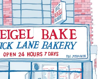 Beigel Bake Bakery Print, Brick Lane, East London Print, Housewarming ...