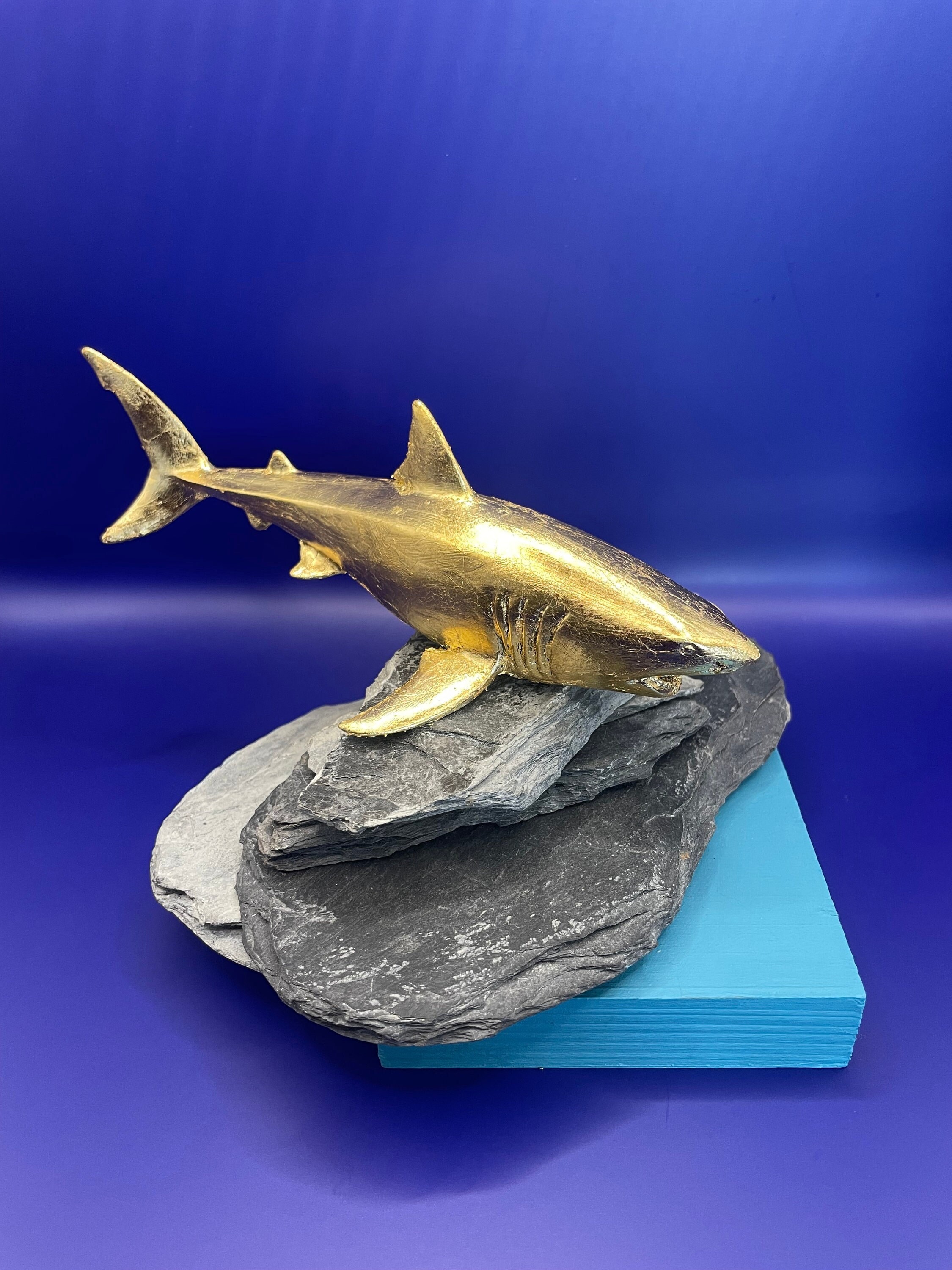 Golden Shark With Copper Leaf, Decorative Object - Etsy
