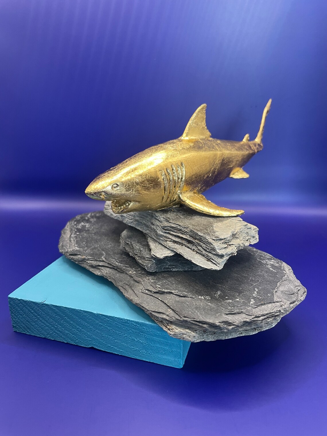 Golden Shark With Copper Leaf, Decorative Object - Etsy