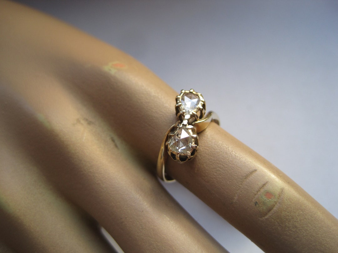 Antique Ring Rose-cut Diamond 14K Gold Closed Setting - Etsy