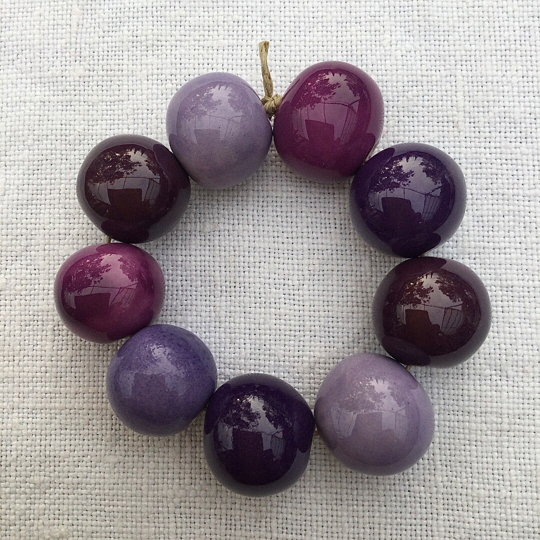Handmade Ceramic Beads Shades of Purple - Etsy Sweden