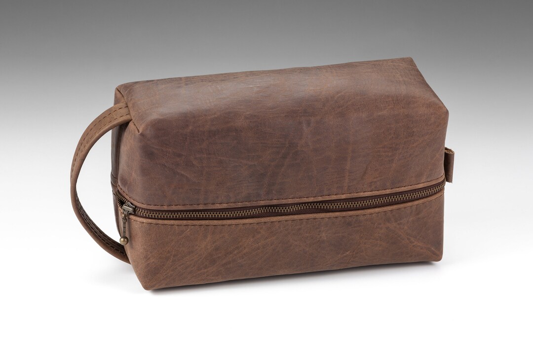 Sturdy Leather Large Dopp Kit, Handle Toiletry Kit, Handmade Travel Bag ...
