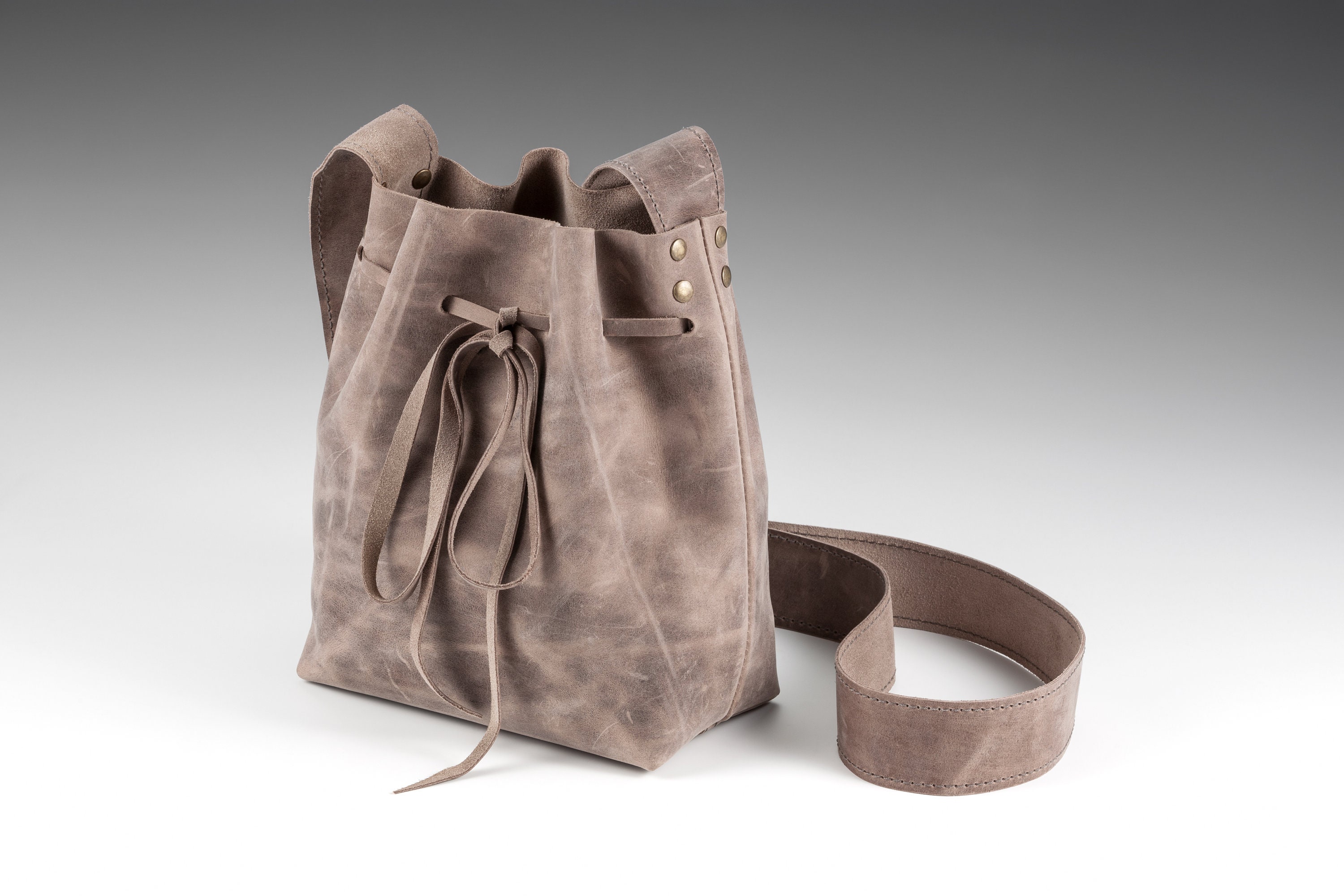 Rustic Natural Leather Bucket Bag With Personalization - Etsy