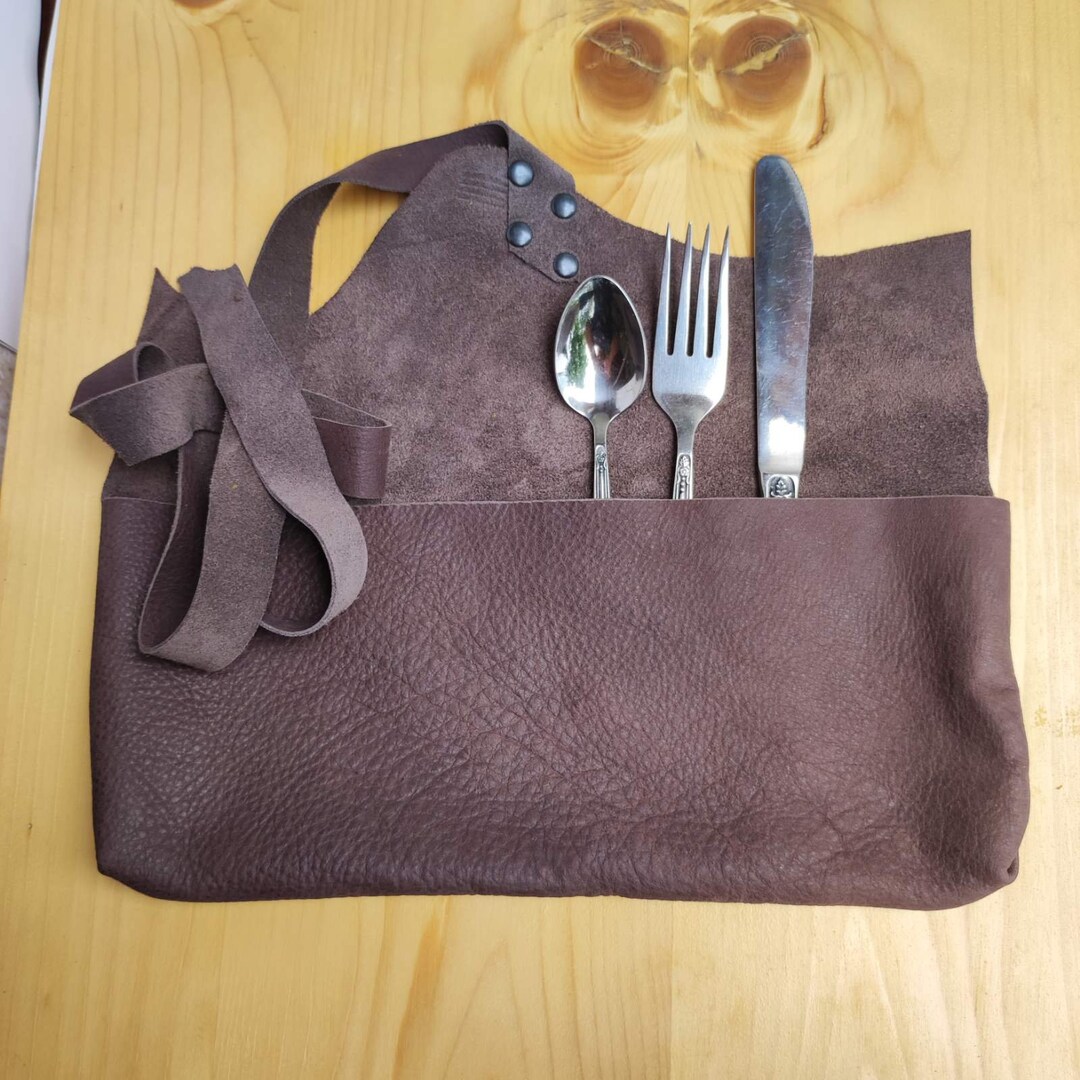 Rustic Cutlery Pouch, Raw Edge Cutlery Case, Avalable in Different ...