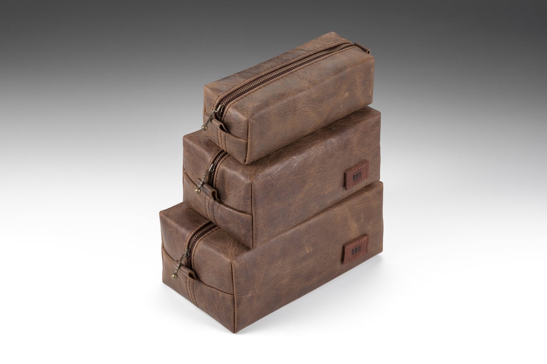 Set of 5, Italian Leather Dopp Kits, Made to Order Personalized ...