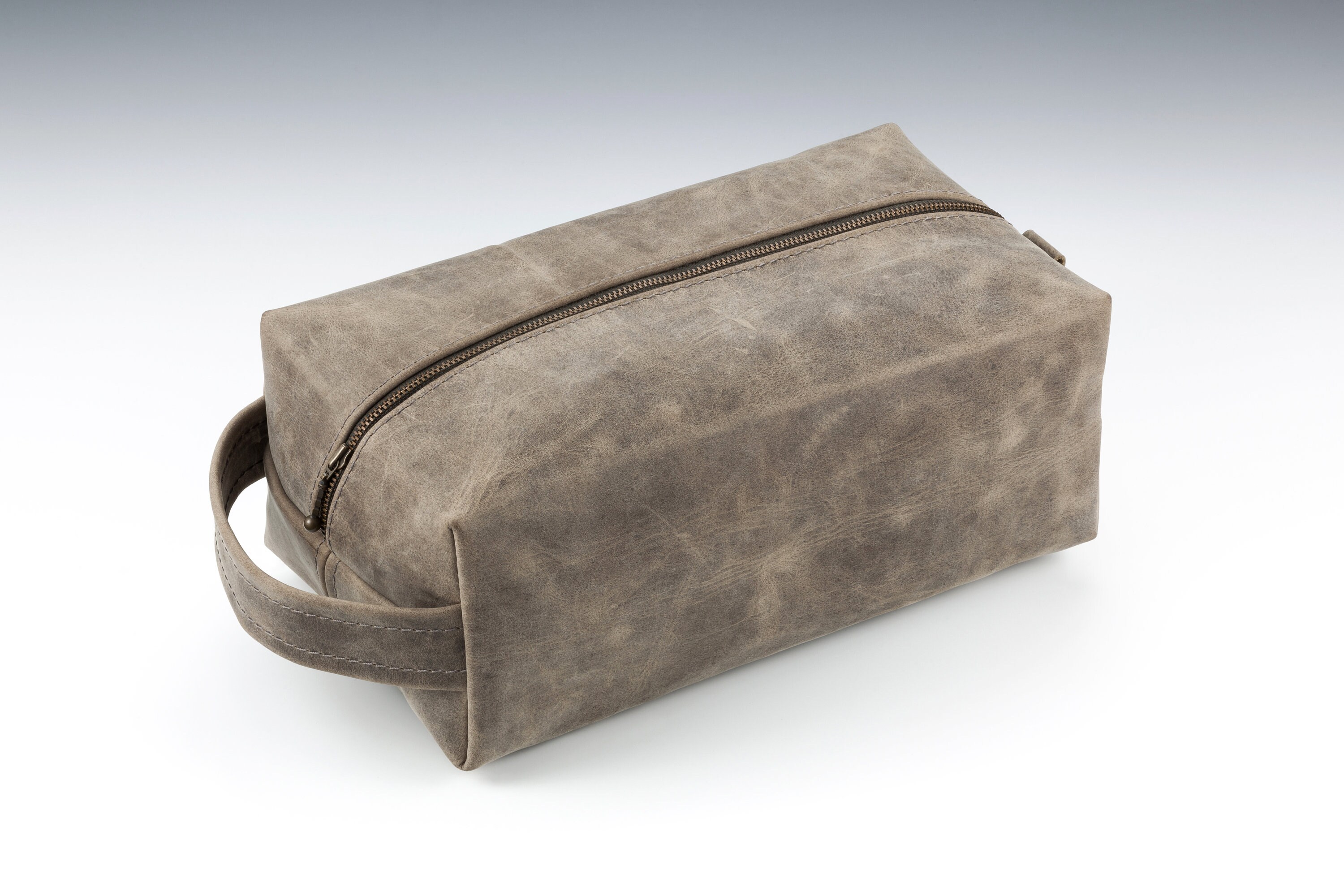 Large Leather Dopp Style Zippered Bag With Handle, Oversize Shave ...