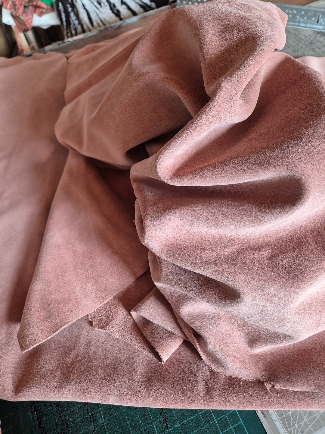 Soft Pale Pink Suede Leather, Natural Italian Calf Suede Leather, Hides ...