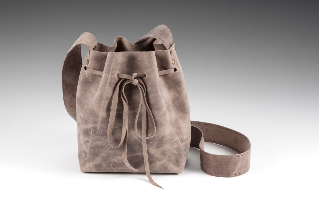 Rustic Real Leather Bucket Bag With Personalization - Etsy