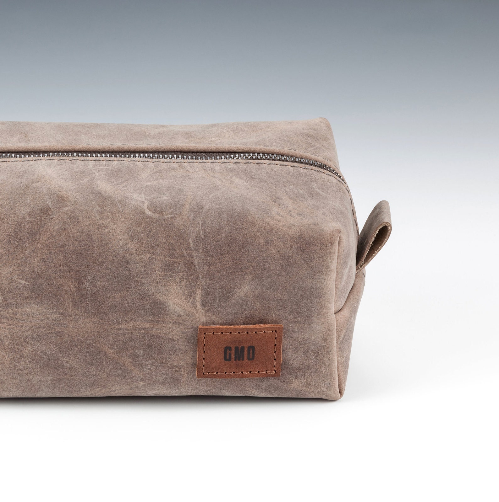 Large Leather Dopp Style Zippered Bag With Handle, Oversize Shave ...