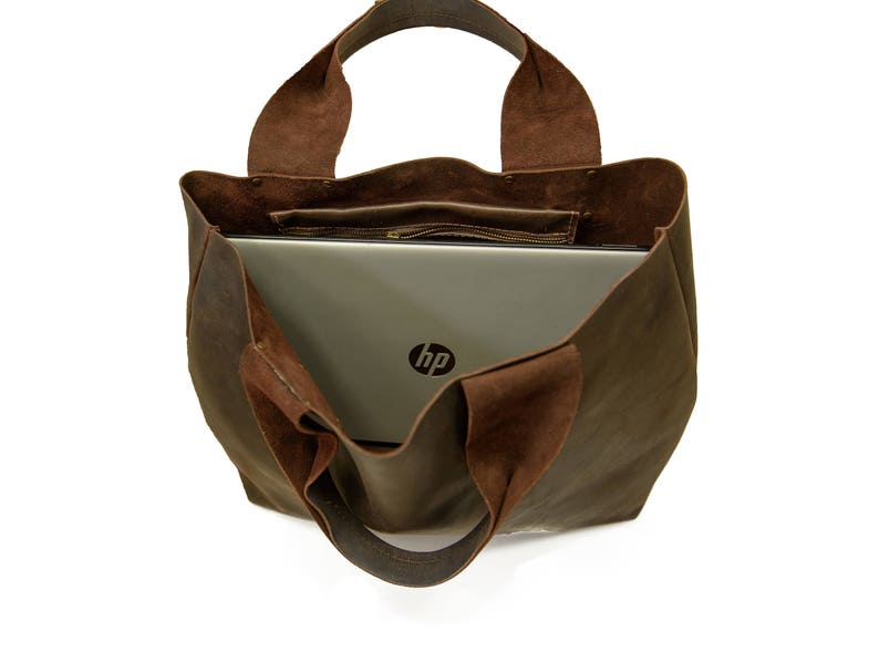 Sturdy Large Tote bag Handmade with natural sturdy Leather - Etsy España