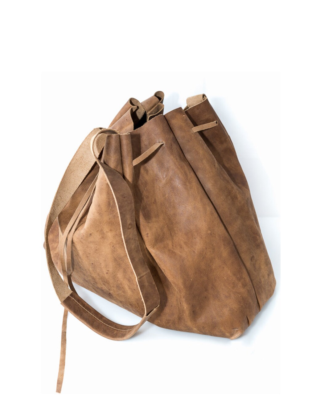 Large Drawstring Tote, Handmade to Order With Italian Leather Available ...
