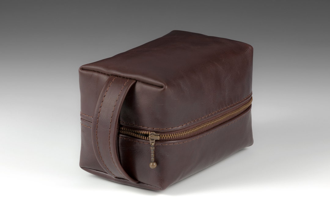 Italian LEATHER Dopp Kit With Handle, Made to Orderin in Dark Brown ...