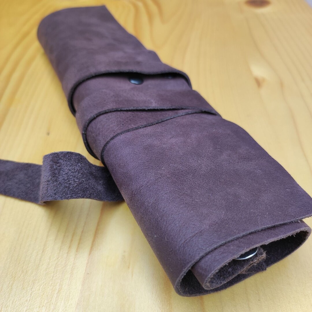 Rustic Cutlery Roll Up, Leather Brown Rose, Personalized Cutlery Holder ...