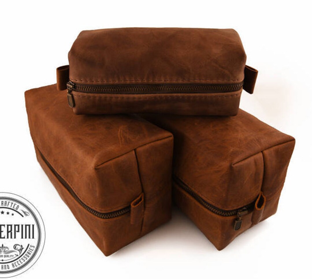Set of 11, Rustic Leather Dopp Kits Handmade to Order With Free ...