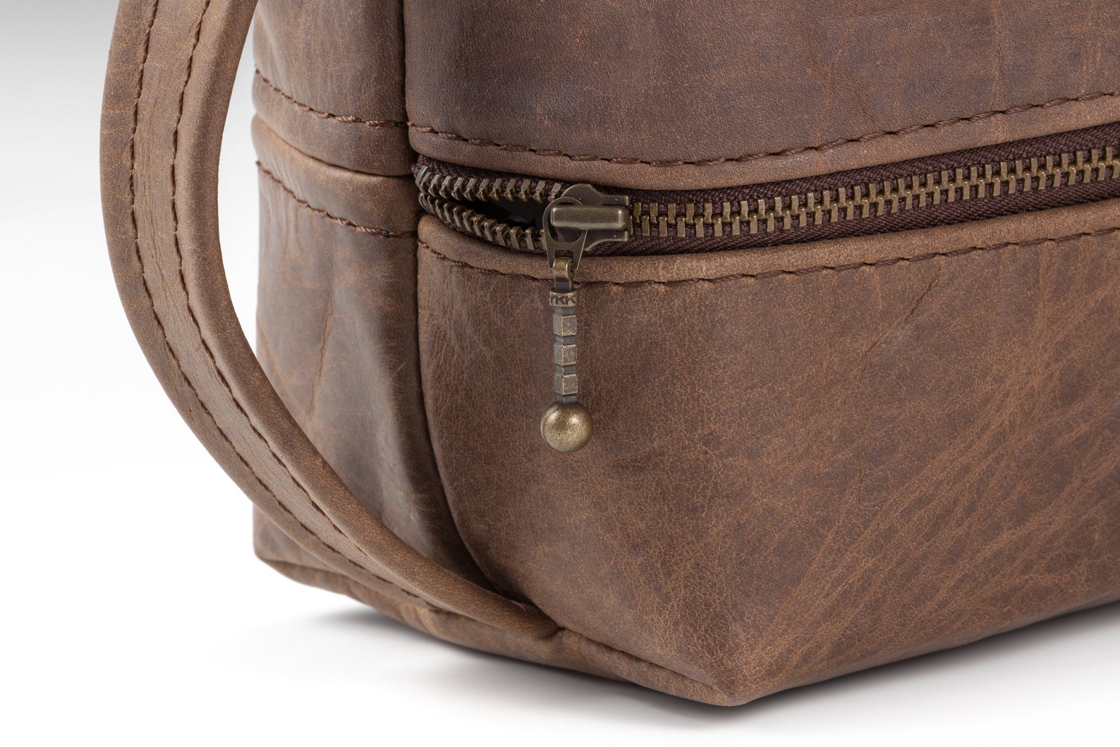 Large Leather Dopp Style Zippered Bag With Handle, Oversize Shave ...