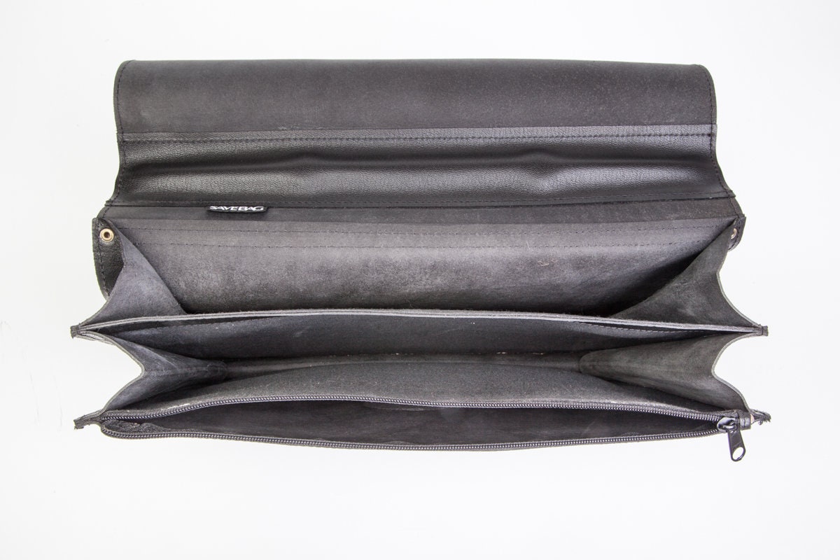 Black Vintage Leather Briefcase, Large Portfolio, Ipad, Laptop ...