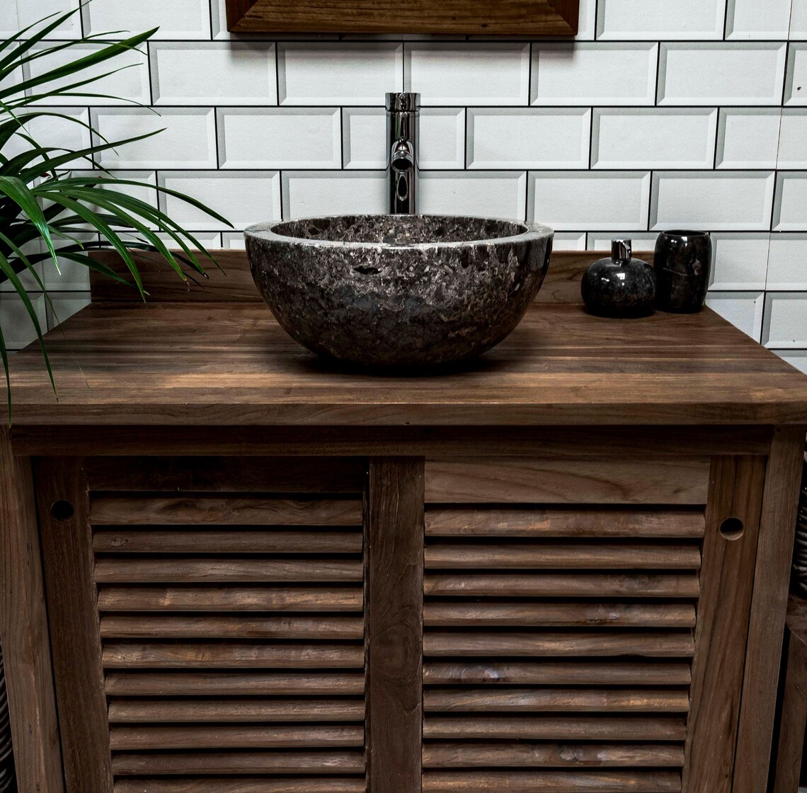 Grey Full Polished Stone Vessel Sink. 35 X 15cm. - Etsy