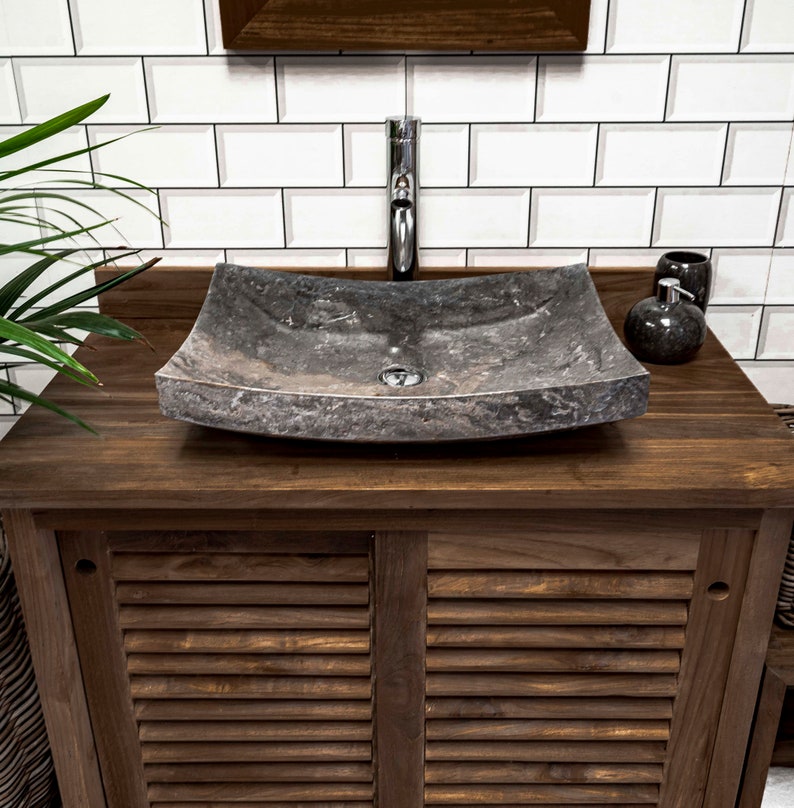 Grey Polished zen Style Basin 50 X 40 X 12cm. - Etsy