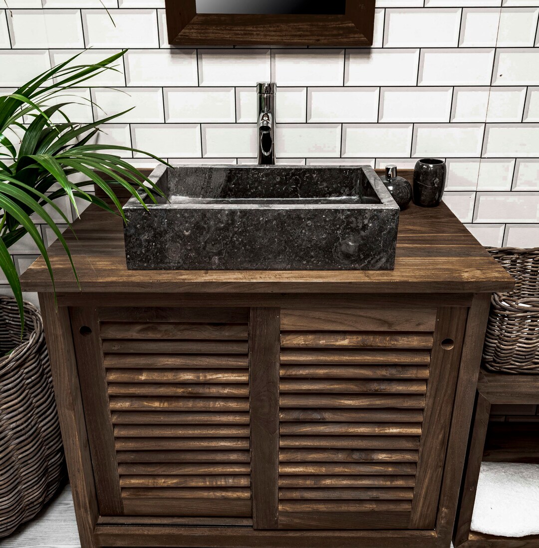 Grey Polished Rectangular Stone Sink – 50 X 35 X 12cm. - Etsy