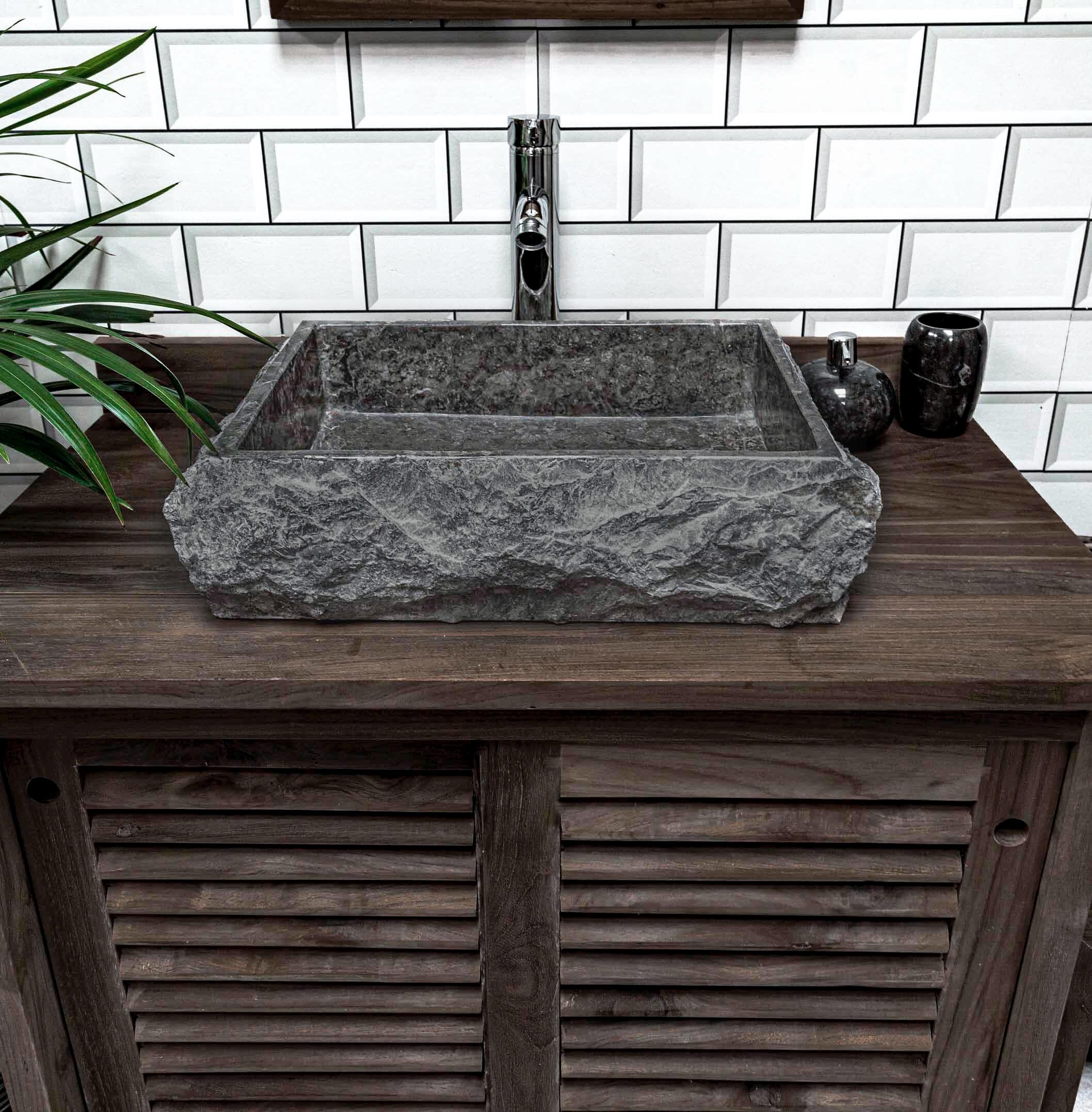 Rough Hewn Grey Rectangular Stone Sink – 50 X 40 X 12.5cm - Etsy UK