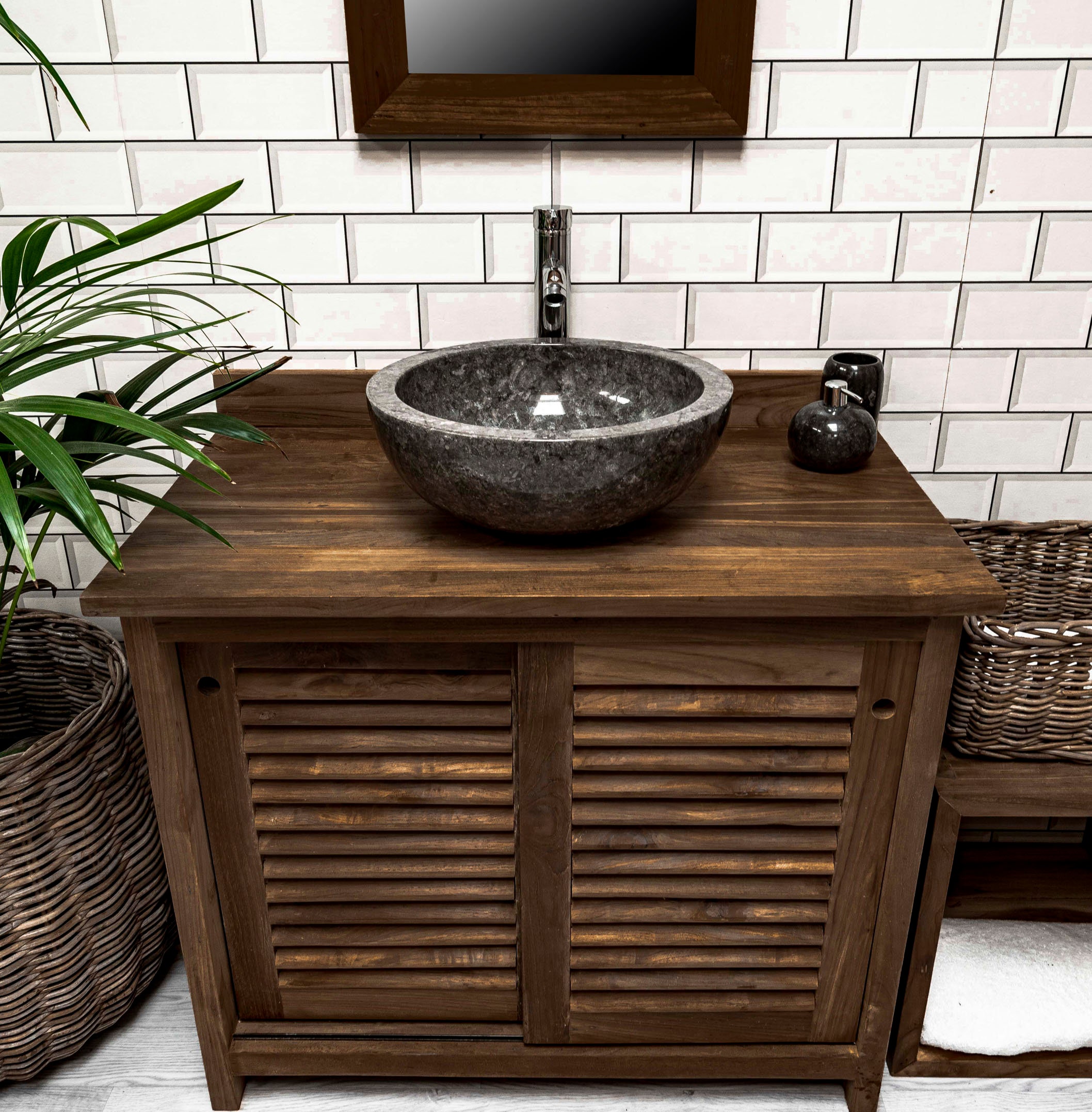 Grey Full Polished Stone Vessel Sink. 40 X 15cm. | Etsy