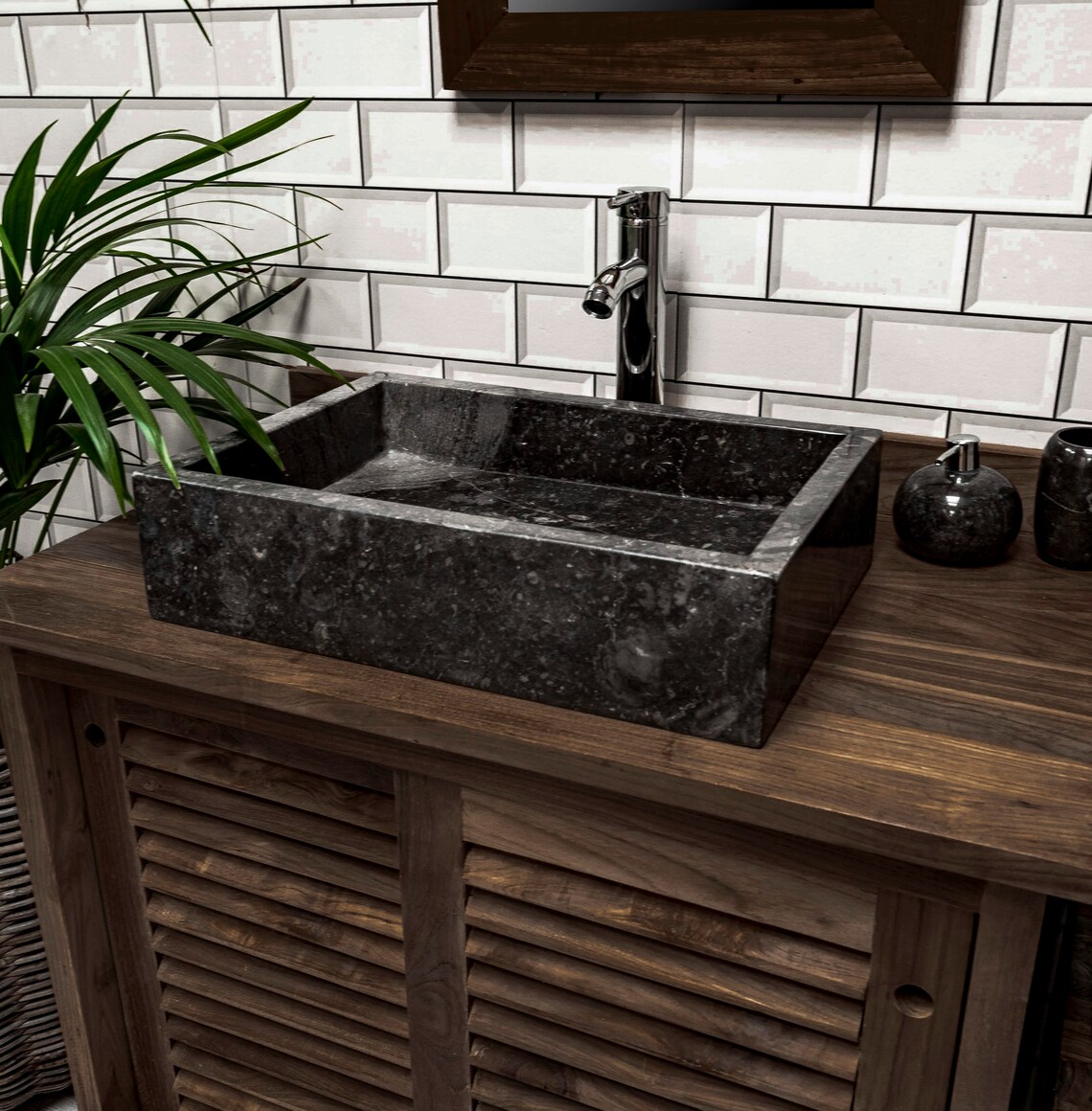 Grey Polished Rectangular Stone Sink 50 X 35 X 12cm. | Etsy