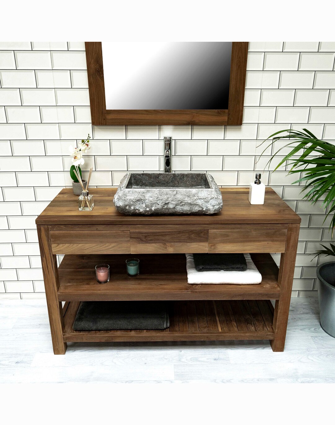 Rough Hewn Grey Rectangular Stone Sink 50 X 40 X 12.5cm - Etsy